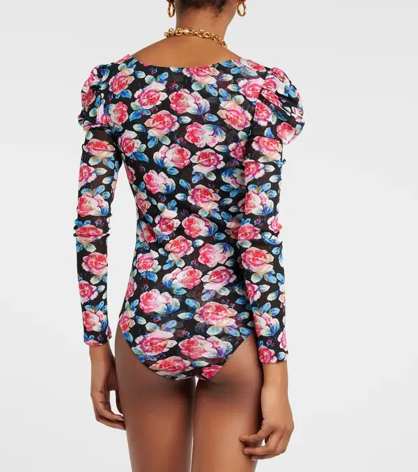 Diane Von Furstenberg Erik Floral Mesh Bodysuit