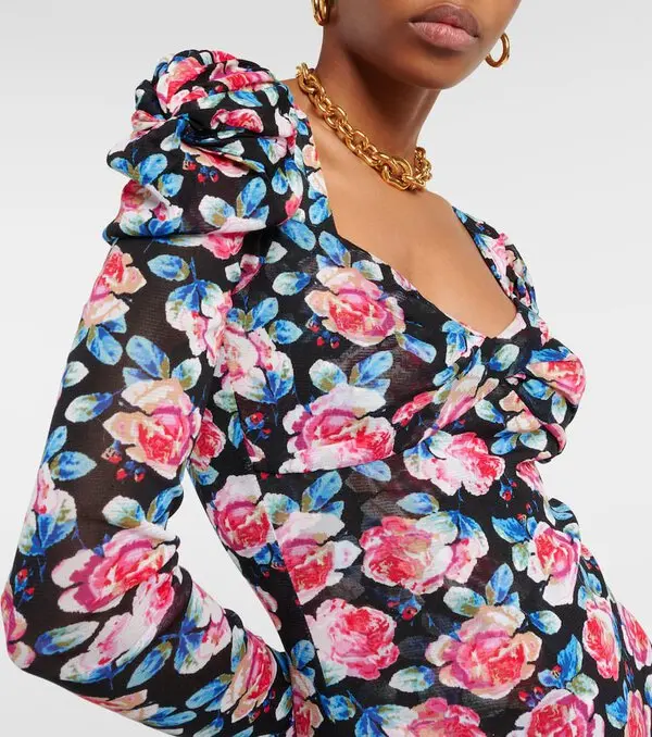 Diane Von Furstenberg Erik Floral Mesh Bodysuit