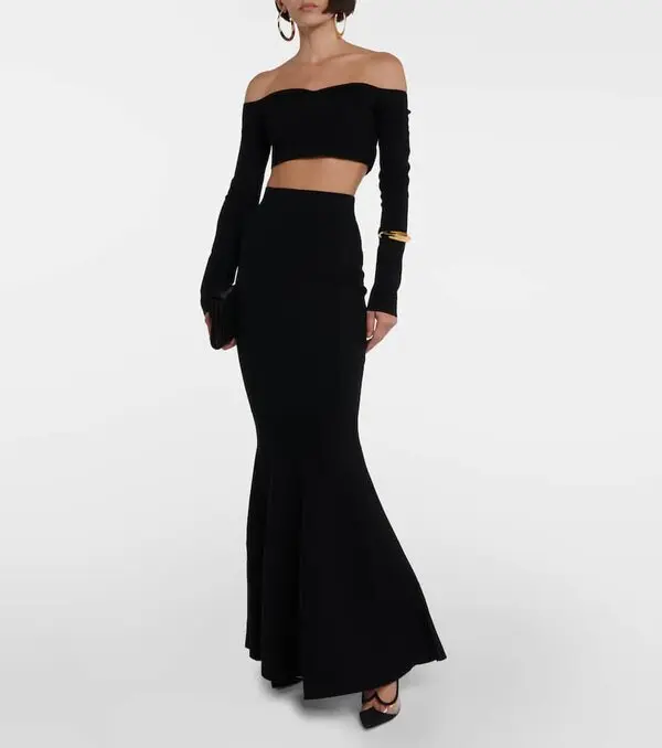 Nina Ricci High-rise Wool-blend Maxi Skirt