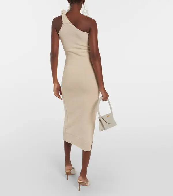 Jacquemus La Robe Maille Noeud Midi Dress - White
