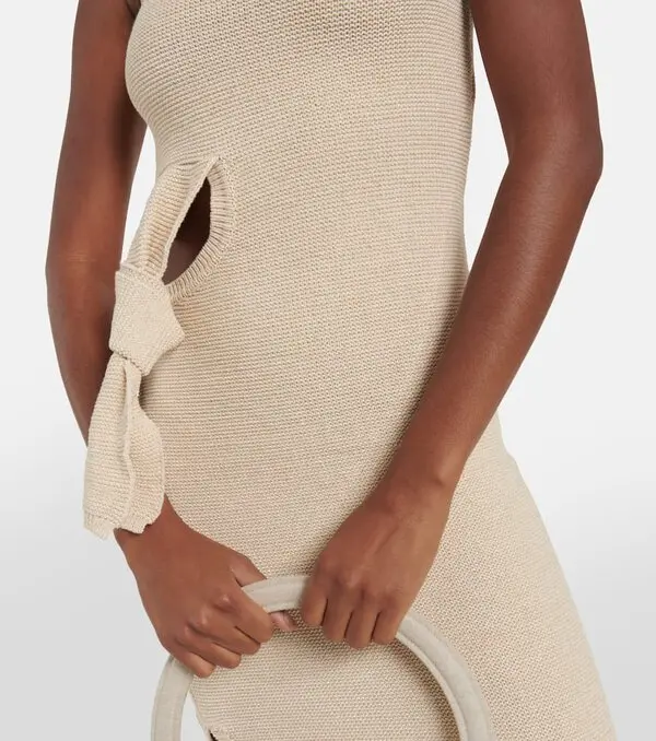 Jacquemus La Robe Maille Noeud Midi Dress - White