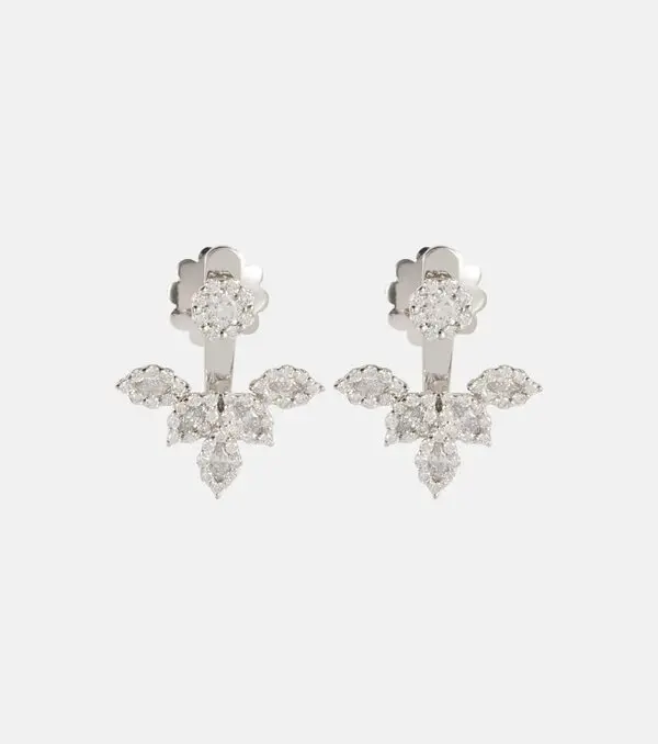 Yeprem Moonflower Diamond And 18kt White Gold Earrings - Silver