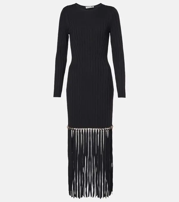 Simkhai Sharron Fringed Midi Dress - Black