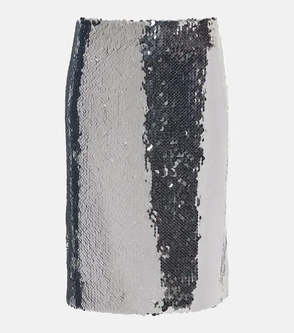 Magda Butrym Sequined Midi Skirt - Silver