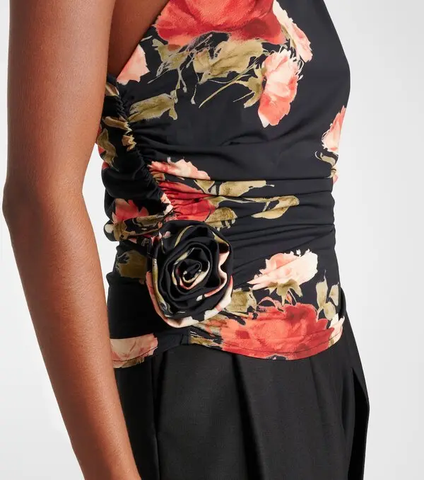 Magda Butrym Floral Ruched One-shoulder Top - Black