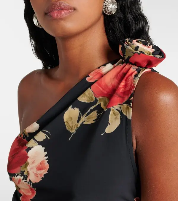 Magda Butrym Floral Ruched One-shoulder Top - Black
