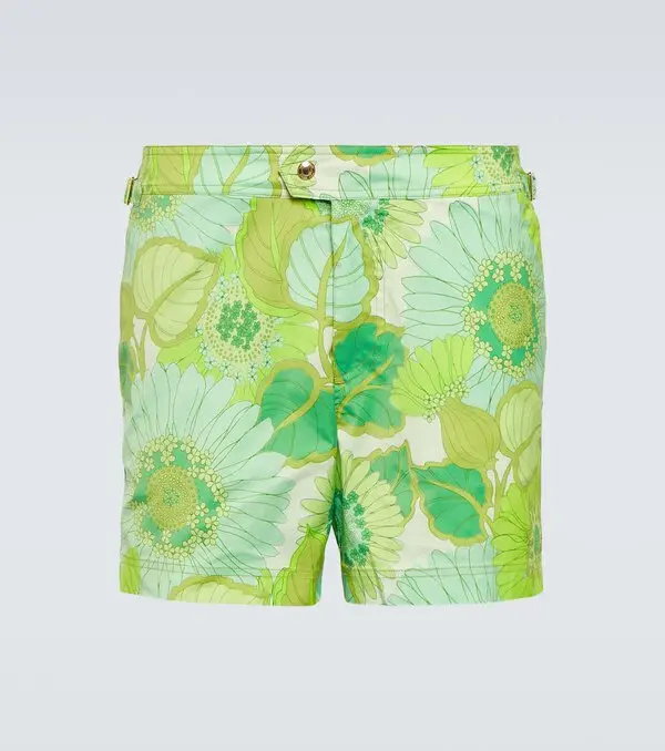 TOM FORD Printed Swim Trunks - Green