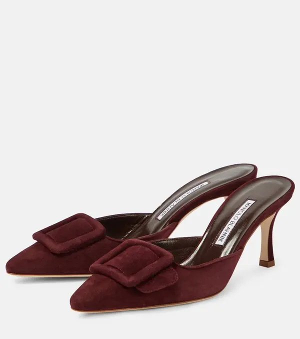 Manolo Blahnik Maysale 70 Suede Mules - Red
