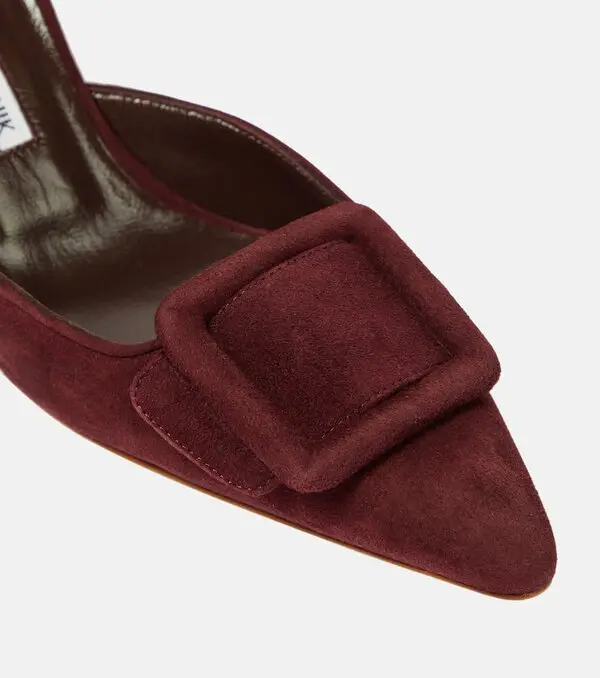 Manolo Blahnik Maysale 70 Suede Mules - Red