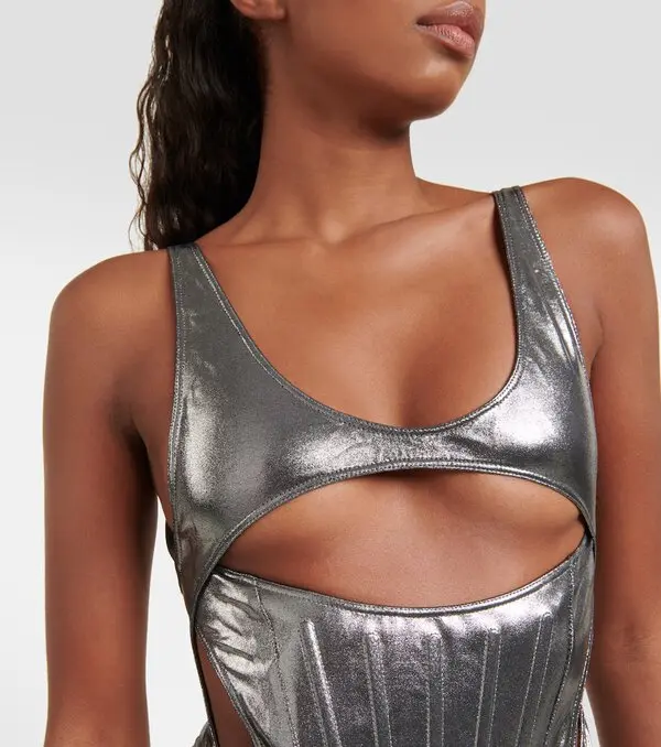 MUGLER Cutout Metallic One Piece - Silver