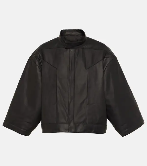 Rick Owens Cropped Leather Biker Jacket