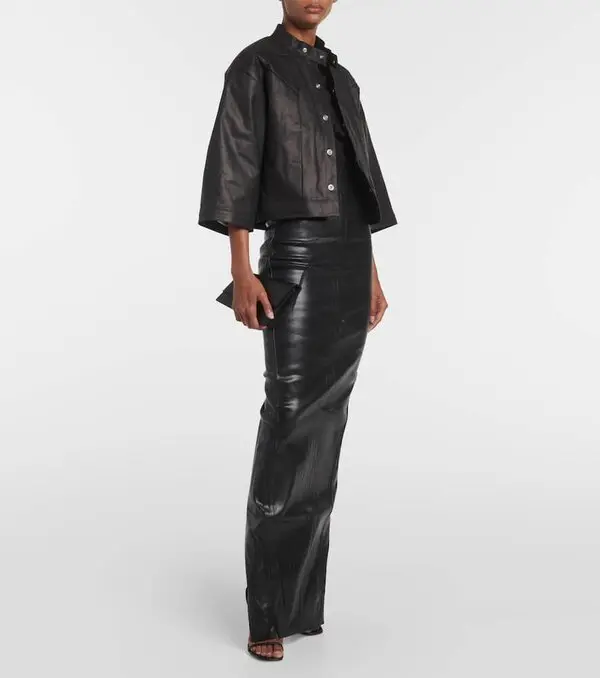 Rick Owens Cropped Leather Biker Jacket