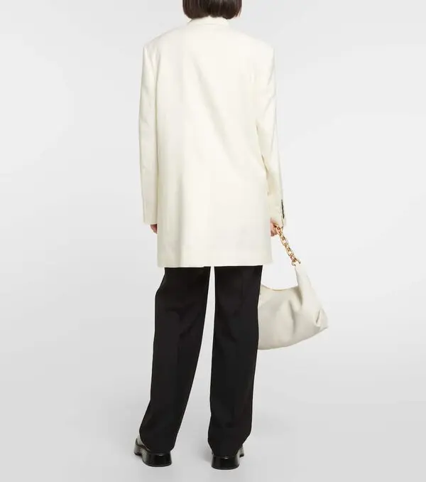 AMI Paris Double-breasted Wool Blazer In Ivory