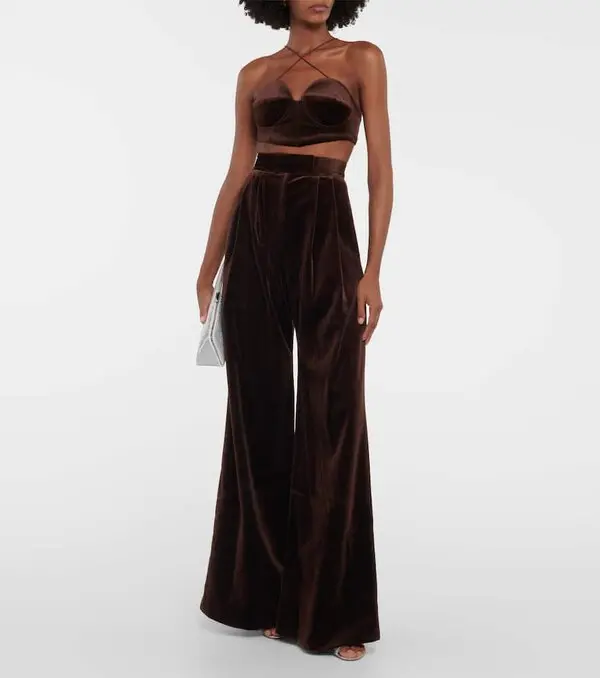 Alex Perry Halterneck Velvet Bralette