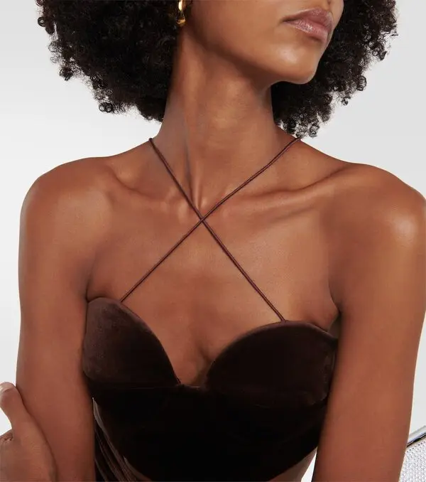 Alex Perry Halterneck Velvet Bralette