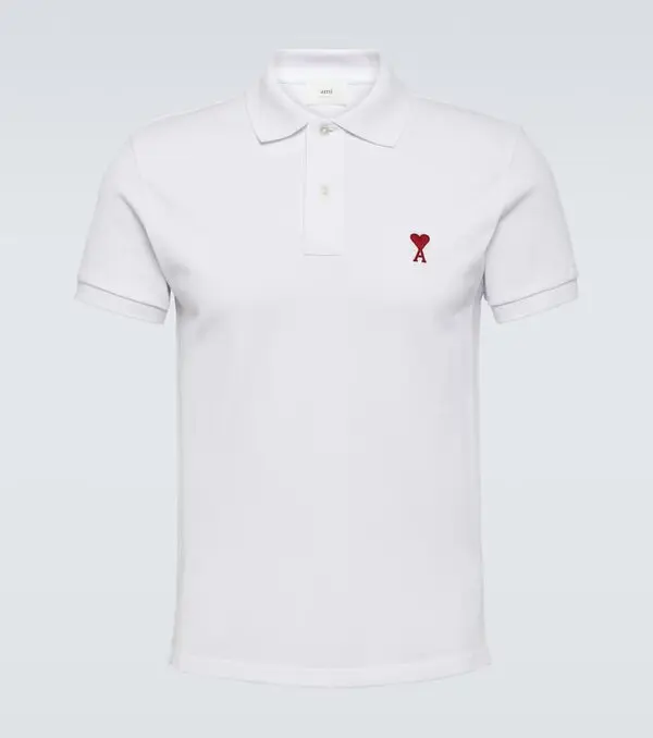 AMI Paris De Cour Cotton Pique Polo Shirt - White