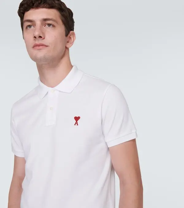 AMI Paris De Cour Cotton Pique Polo Shirt - White