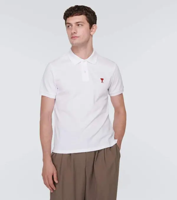 AMI Paris De Cour Cotton Pique Polo Shirt - White