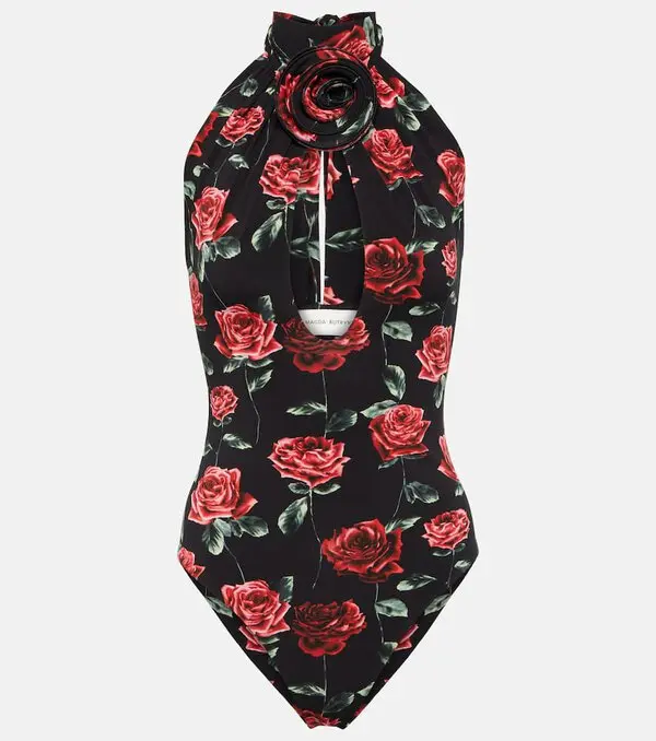 Magda Butrym Floral Cutout Jersey Bodysuit