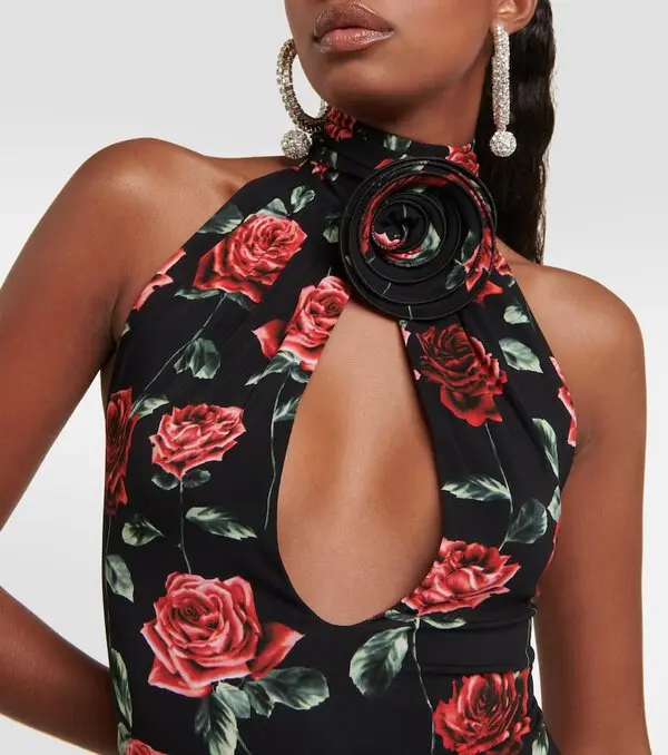 Magda Butrym Floral Cutout Jersey Bodysuit