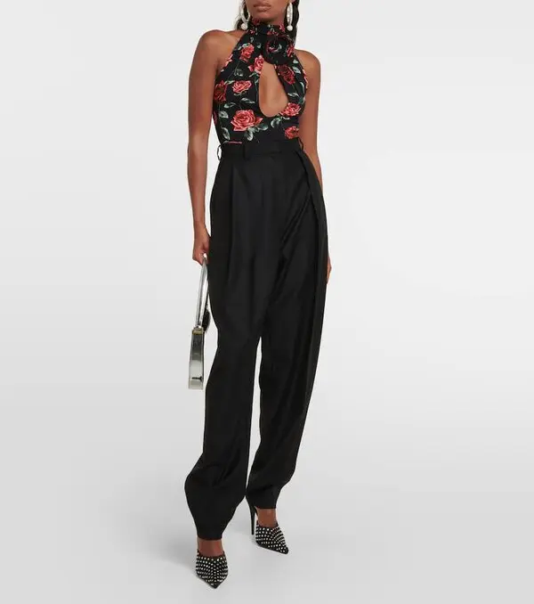 Magda Butrym Floral Cutout Jersey Bodysuit