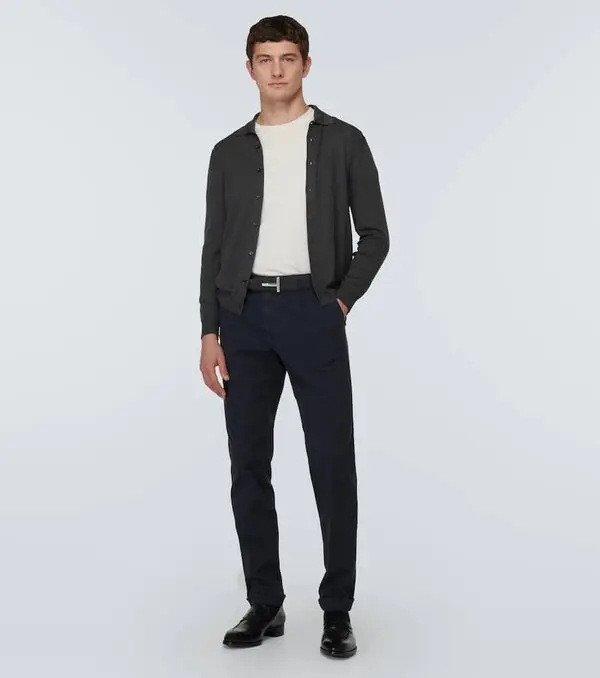 TOM FORD Silk Cardigan In Charcoal Melange