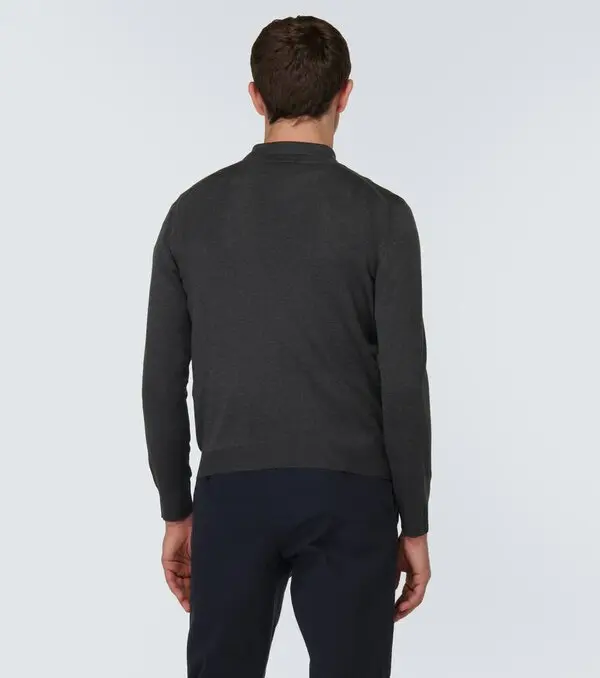 TOM FORD Silk Cardigan In Charcoal Melange
