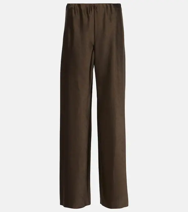 Vince Fluid Satin Straight Pants - Brown