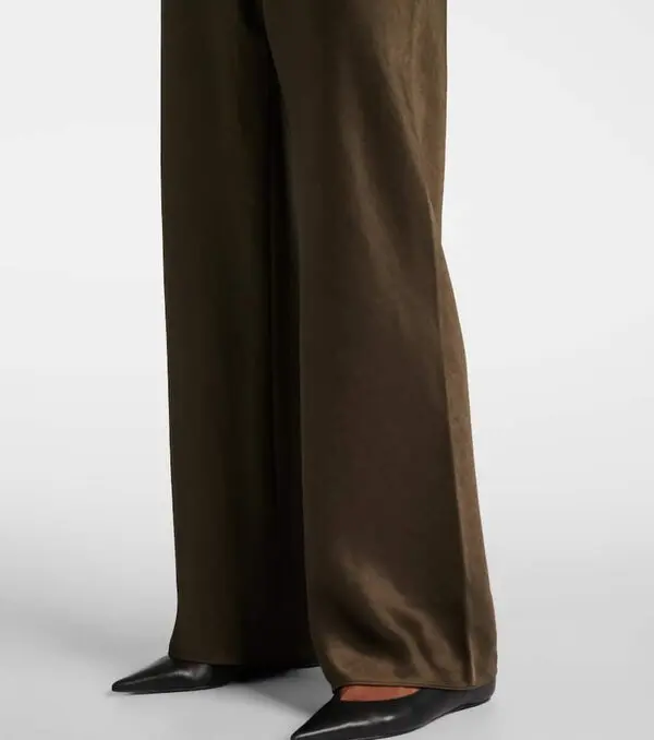 Vince Fluid Satin Straight Pants - Brown
