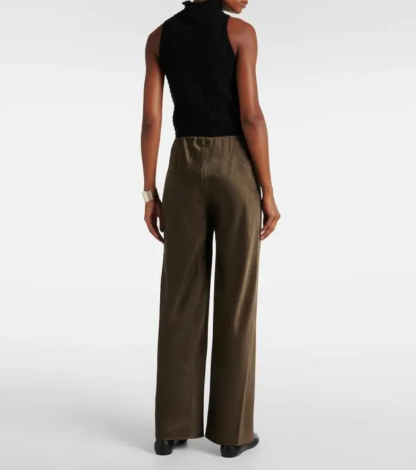 Vince Fluid Satin Straight Pants - Brown