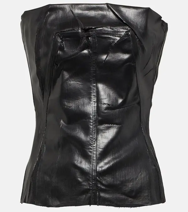 Rick Owens Coated Denim Bustier - Black