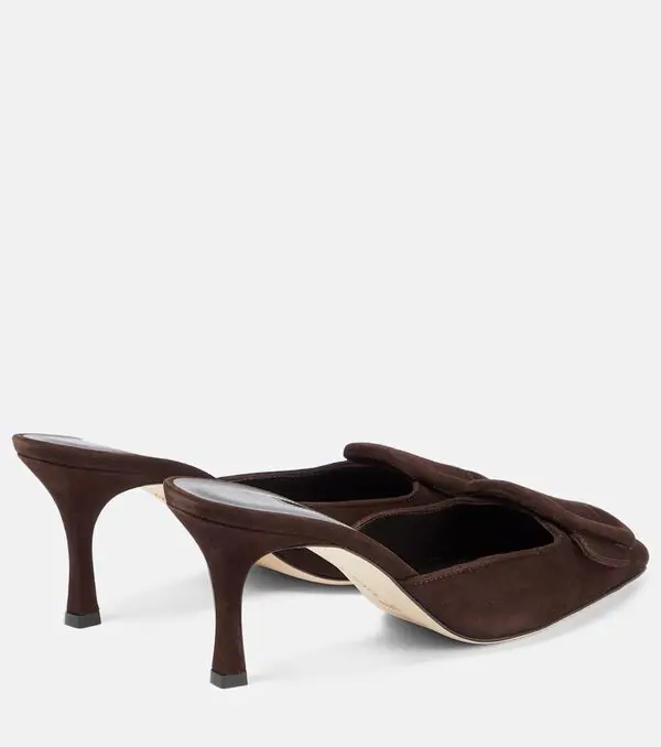 Manolo Blahnik Maysale 70 Suede Mules - Neutrals