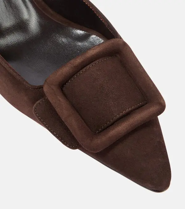 Manolo Blahnik Maysale 70 Suede Mules - Neutrals