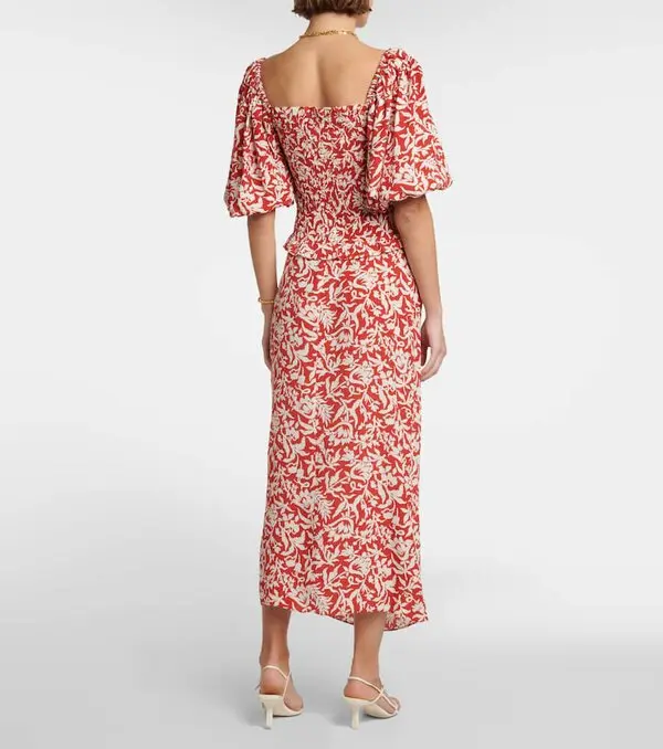Polo Ralph Lauren Floral Print Shirred Crepe Top