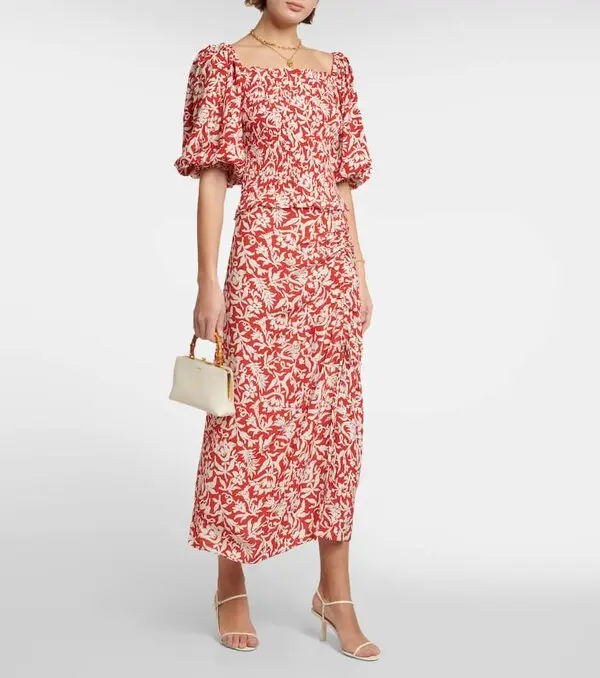 Polo Ralph Lauren Floral Print Shirred Crepe Top