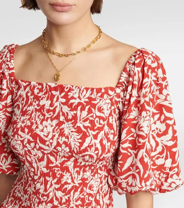 Polo Ralph Lauren Floral Print Shirred Crepe Top