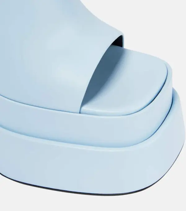 Versace Leather Platform Mules - Blue