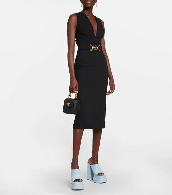 Versace Leather Platform Mules - Blue