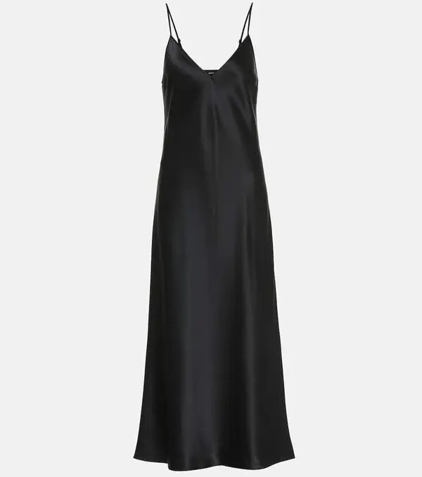JOSEPH Clea Silk Satin Slip Dress - Black