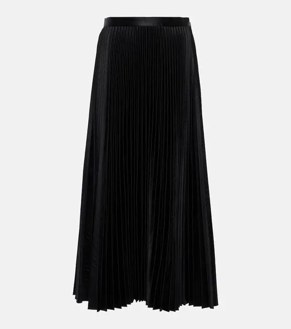 Alaïa Pleated Croc-effect Satin Midi Skirt
