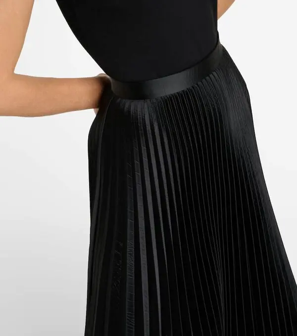 Alaïa Pleated Croc-effect Satin Midi Skirt