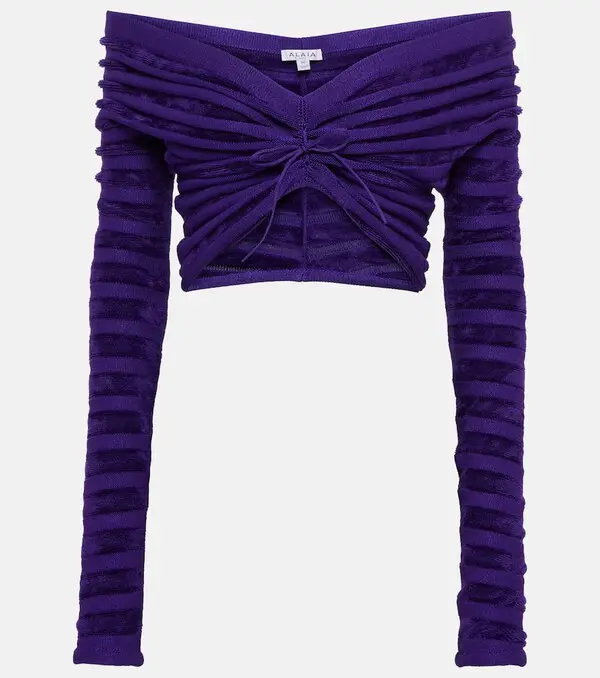 Alaïa Off-shoulder Cinched Top - Purple