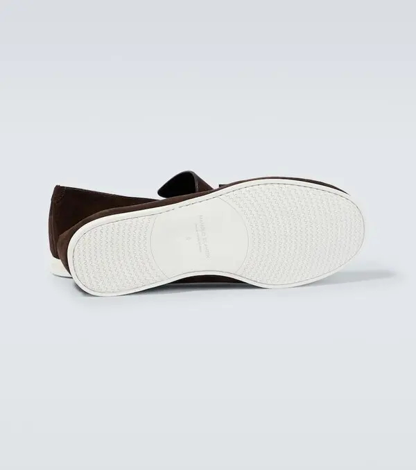 Manolo Blahnik Monaco Suede Loafers - Brown
