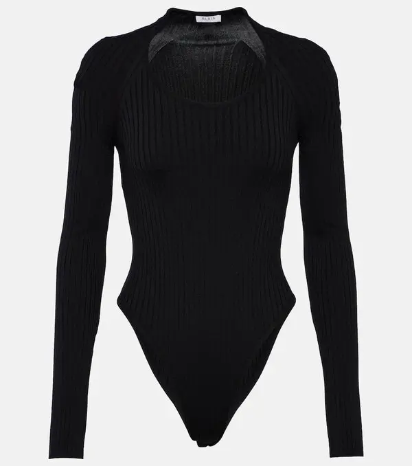 Alaïa Ribbed-knit Bodysuit - Black