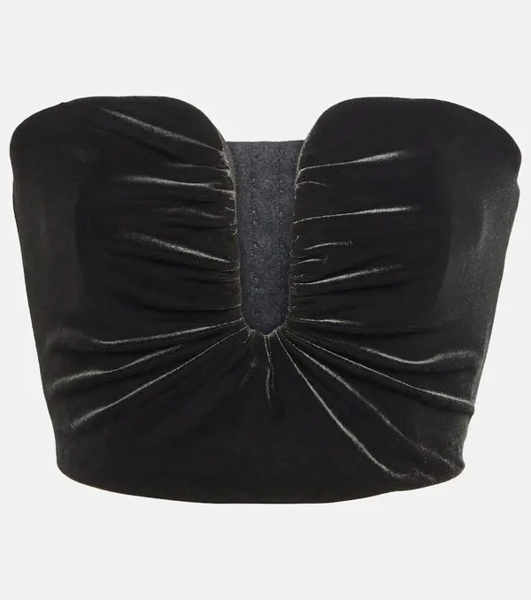 SELF-PORTRAIT Velvet Crop Top - Black