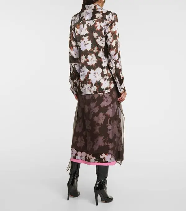 Dries Van Noten Floral Silk Satin Shirt