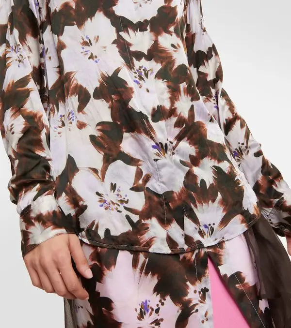 Dries Van Noten Floral Silk Satin Shirt