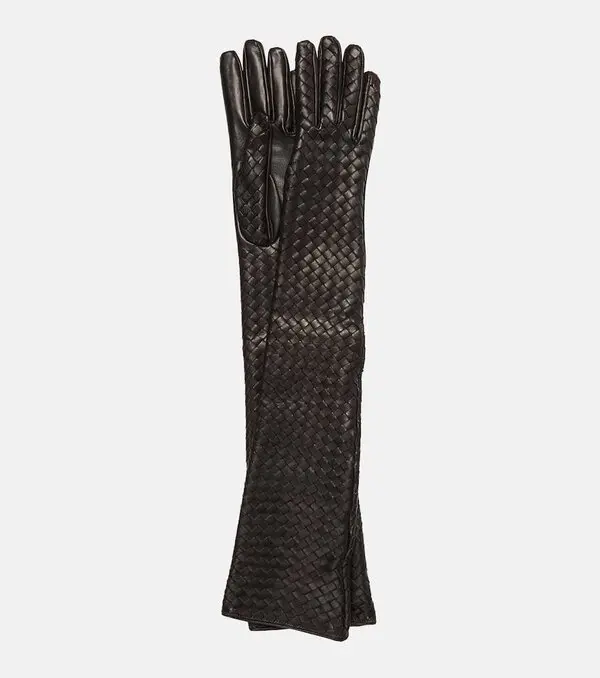 Bottega Veneta Intrecciato Leather Gloves - Brown