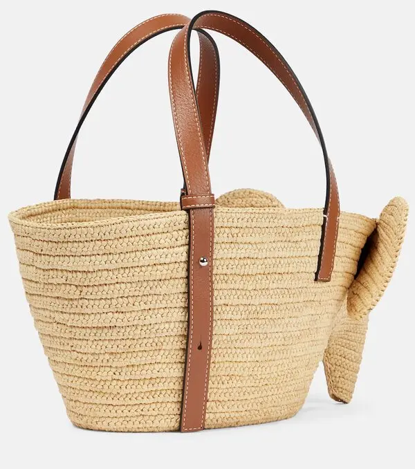 Loewe Elephant Small Raffia Basket Bag