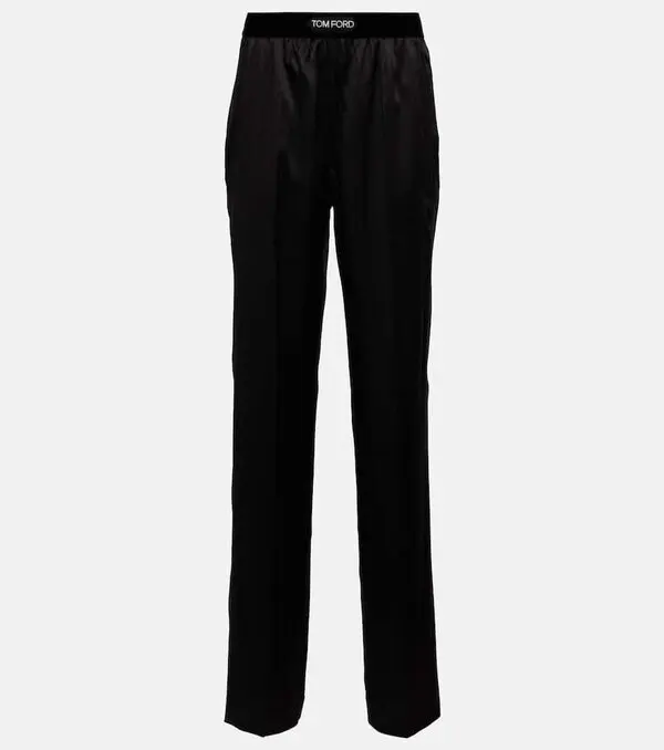 TOM FORD High-rise Silk-blend Satin Pants - Black